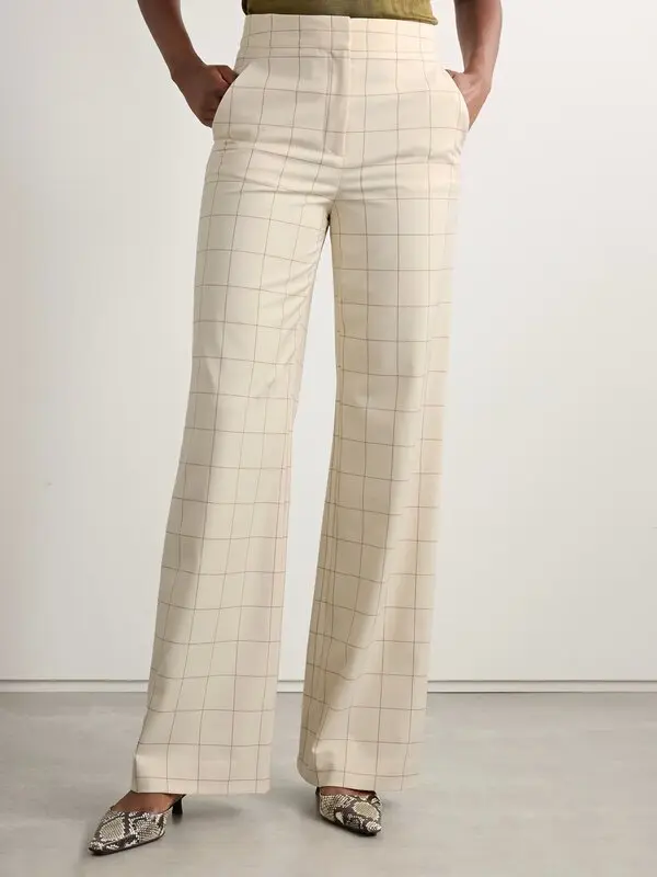 Veronica Beard Plaid Wide-leg Trousers