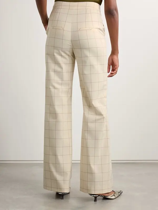Veronica Beard Plaid Wide-leg Trousers