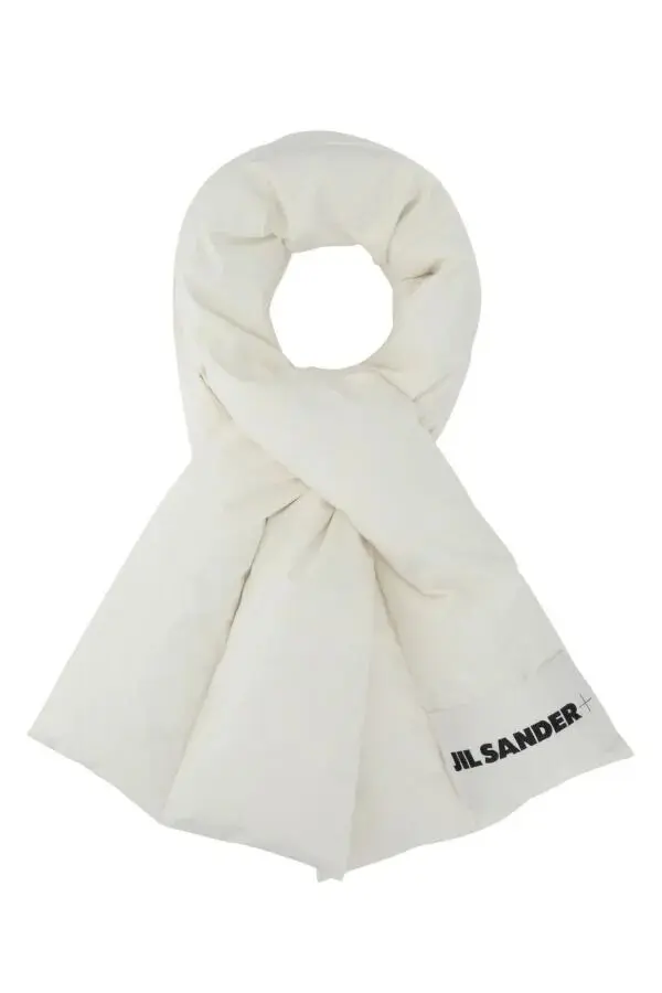 JIL SANDER Padded Logo Scarf - White