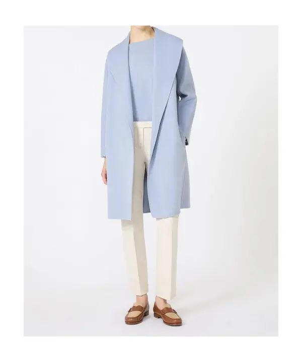 Max Mara Messi Belted Wrap Coat - Light Blue