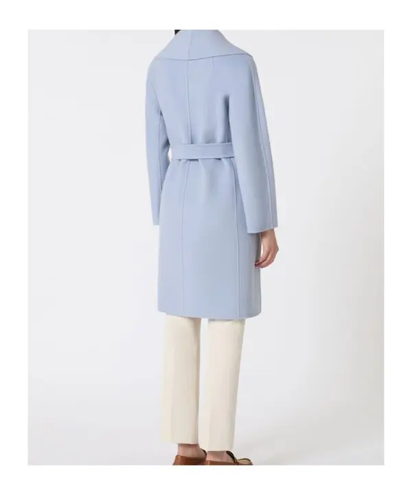Max Mara Messi Belted Wrap Coat - Light Blue