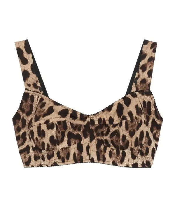 Dolce & Gabbana Dolce Gabbana Leopard Printed Bustier Top - Black