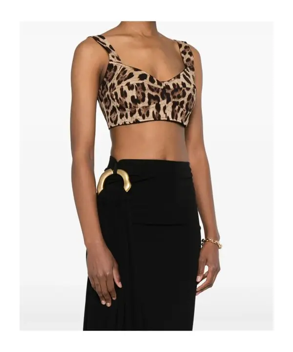 Dolce & Gabbana Dolce Gabbana Leopard Printed Bustier Top - Black