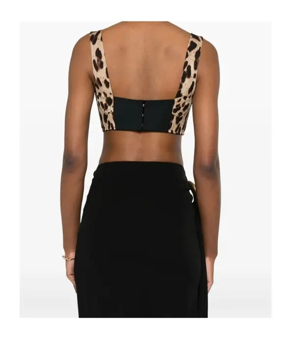 Dolce & Gabbana Dolce Gabbana Leopard Printed Bustier Top - Black