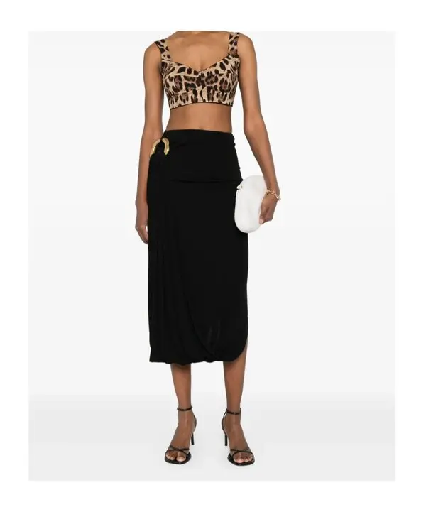 Dolce & Gabbana Dolce Gabbana Leopard Printed Bustier Top - Black