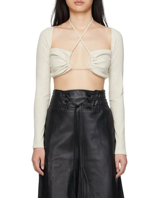 Rosetta Getty Halterneck Cropped Long Sleeve Top