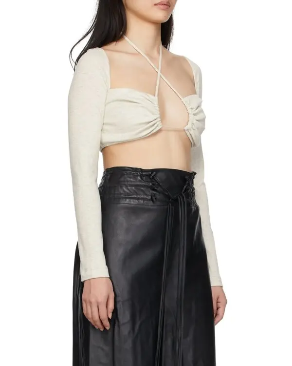 Rosetta Getty Halterneck Cropped Long Sleeve Top