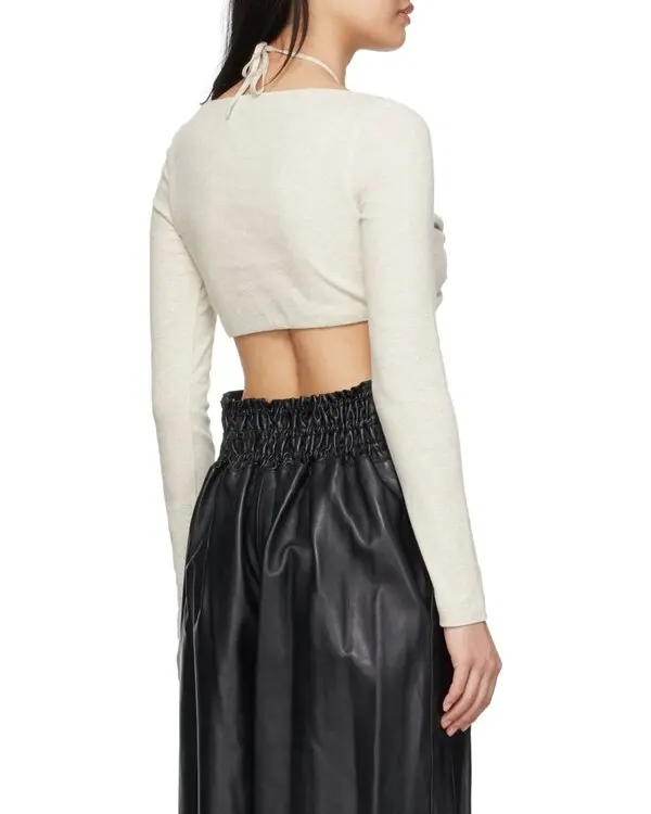 Rosetta Getty Halterneck Cropped Long Sleeve Top
