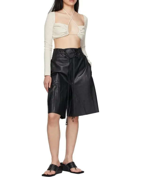 Rosetta Getty Halterneck Cropped Long Sleeve Top