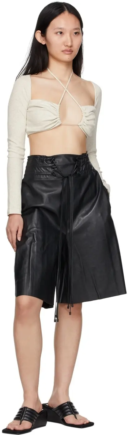Rosetta Getty Halterneck Cropped Long Sleeve Top