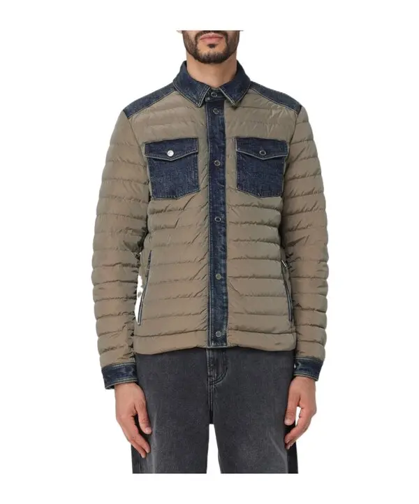 MOORER Crespi Quilted Down Jacket With Denim Trim - Gray