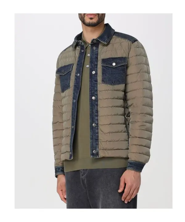 MOORER Crespi Quilted Down Jacket With Denim Trim - Gray