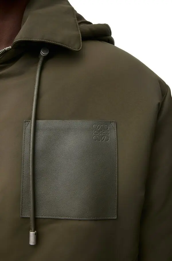 Loewe Hooded Jacket In Nylon With Leather Accents