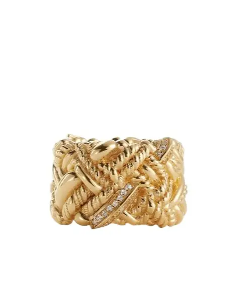 Bottega Veneta Intrecciato Embellished Ring - Yellow