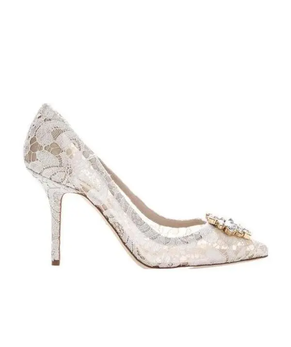 Dolce & Gabbana Bellucci Lace Embellished Pumps - White