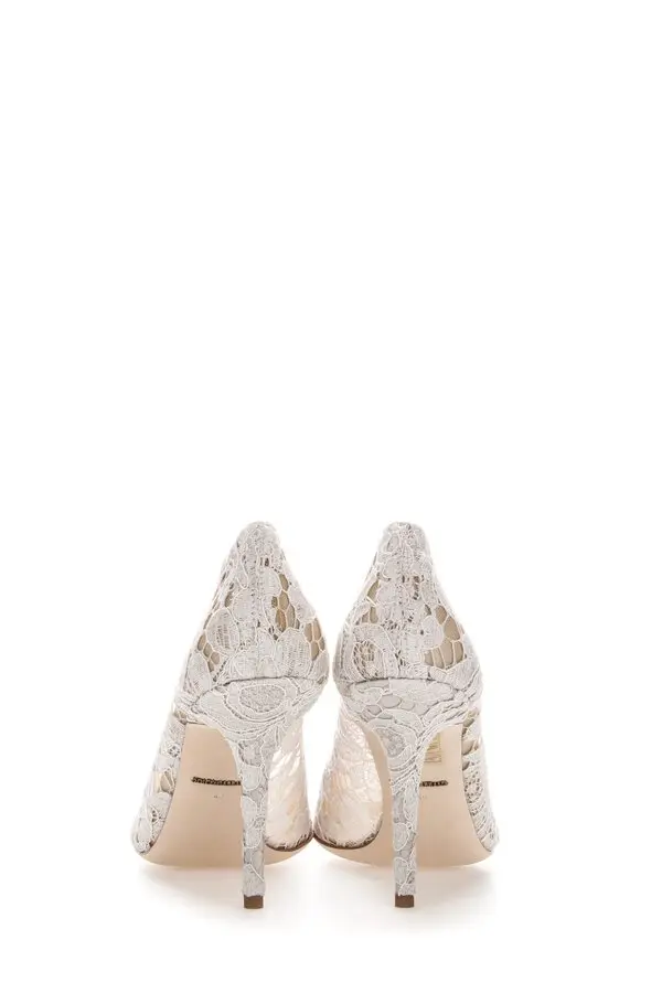 Dolce & Gabbana Bellucci Lace Embellished Pumps - White