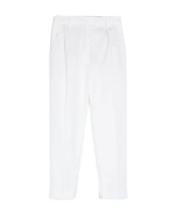 Max Mara Cotton Gabardine Casual Pants - White
