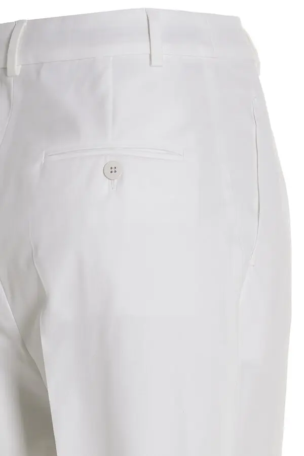 Max Mara Cotton Gabardine Casual Pants - White