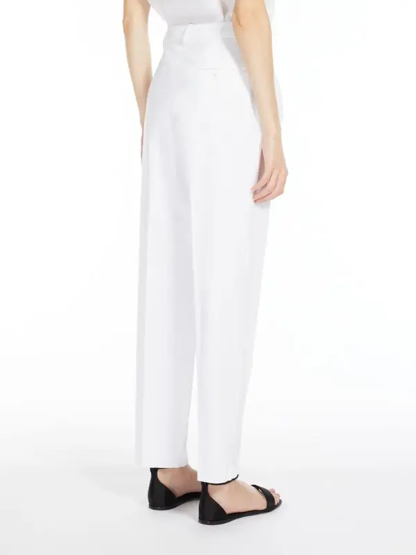 Max Mara Cotton Gabardine Casual Pants - White