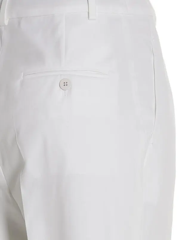 Max Mara Cotton Gabardine Casual Pants - White