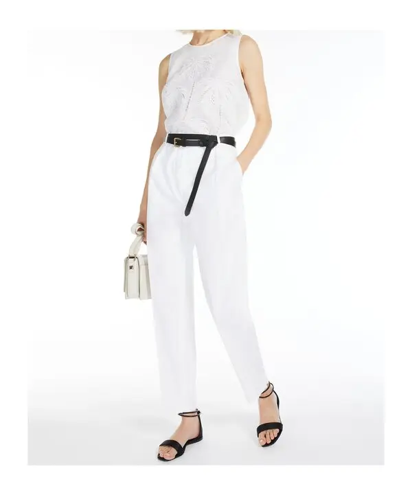 Max Mara Cotton Gabardine Casual Pants - White