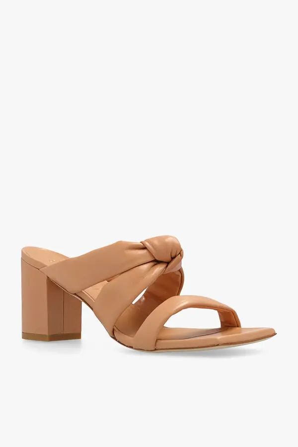 STUART WEITZMAN Square Toe Logo Detail Heeled Mules