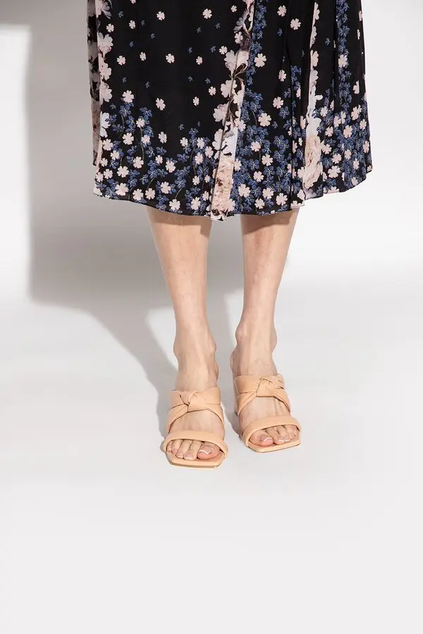 STUART WEITZMAN Square Toe Logo Detail Heeled Mules