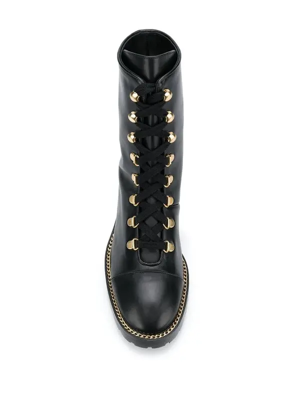 STUART WEITZMAN Kolbie Lace-up Boots With Chain Trim