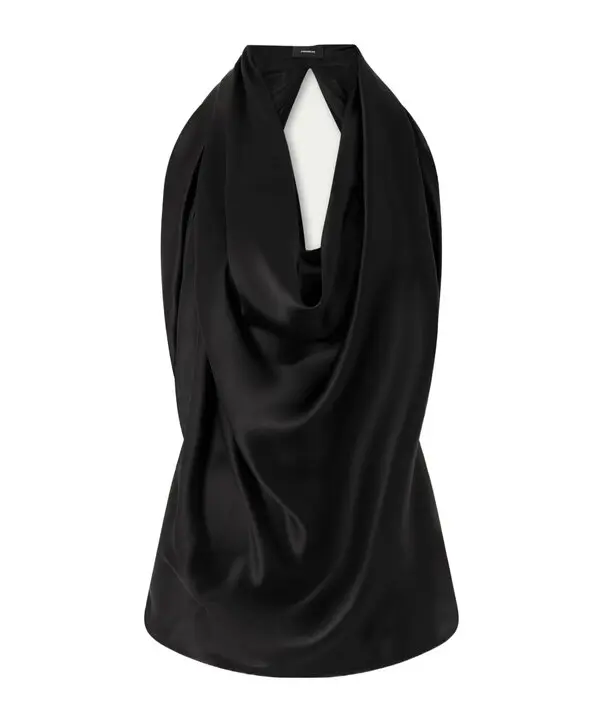 Wardrobe.NYC Halterneck Cowl-back Blouse - Black