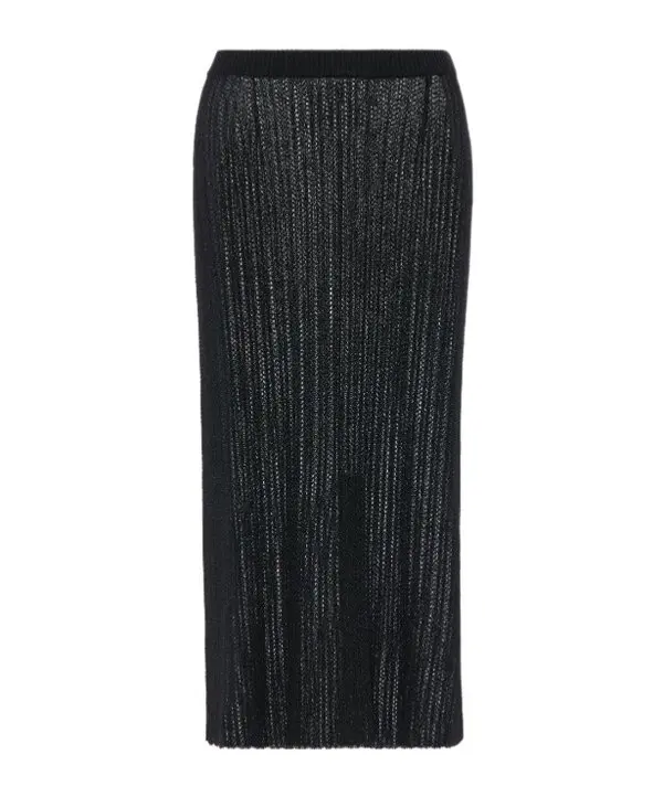 MAISON MARGIELA Ribbed Knit Midi Skirt - Black