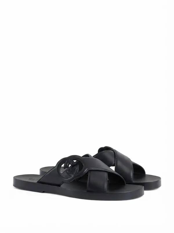 Gucci Crossover Strapped Sandals With Cut-out Logo Detail