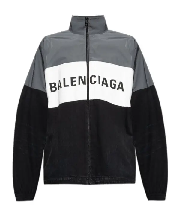 Balenciaga Logo Print Zip-up Track Jacket - Black