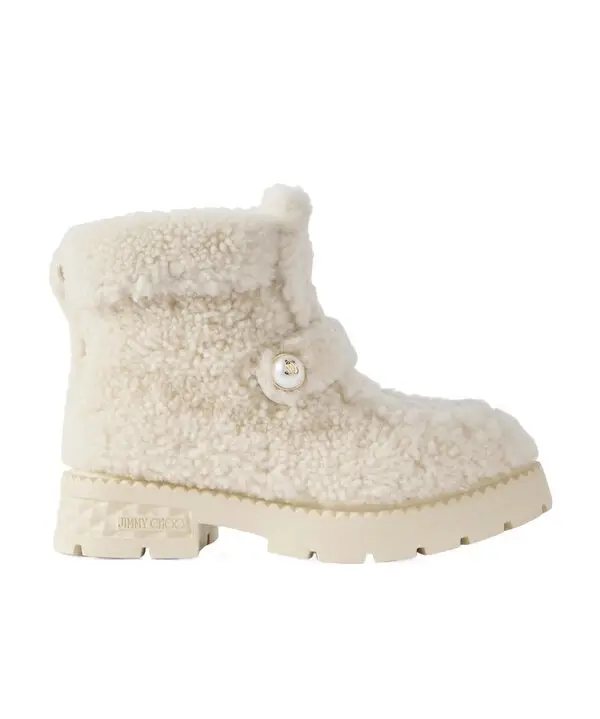 JIMMY CHOO Round Toe Ankle Boots - Beige