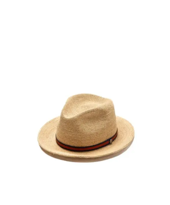 Borsalino Straw Hat With Ribbon Trim - Natural X Blue/orange