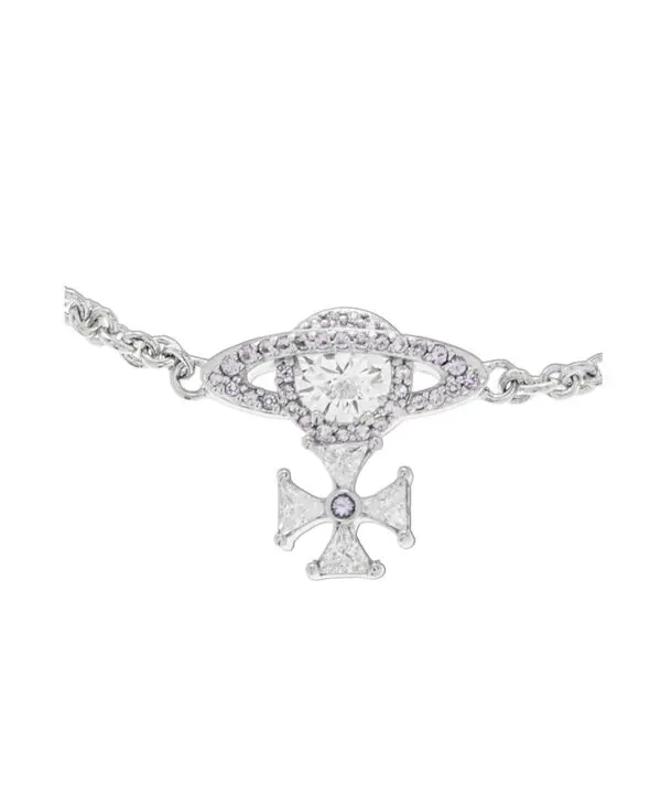 VIVIENNE WESTWOOD Mila Embellished Bracelet With Crystal And Cross Pendant
