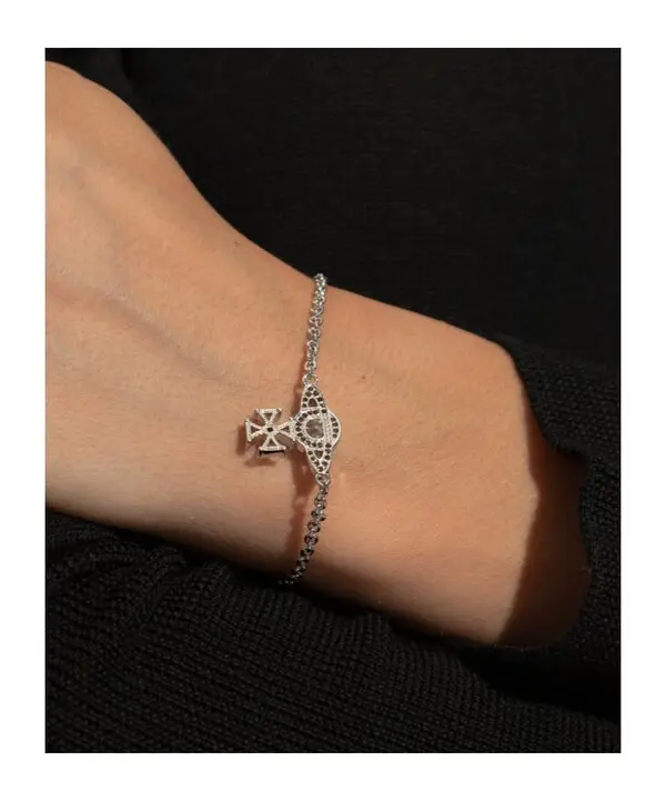 VIVIENNE WESTWOOD Mila Embellished Bracelet With Crystal And Cross Pendant