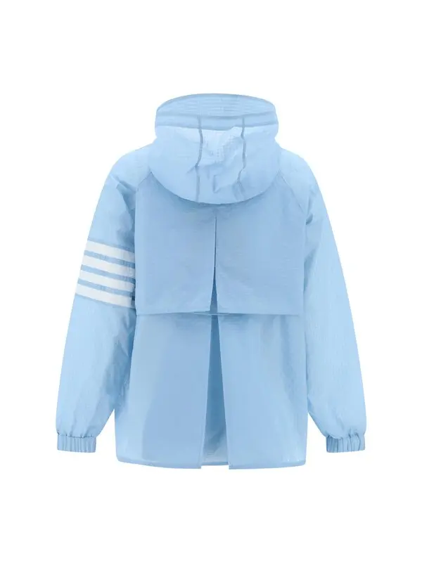 Thom Browne Zip-up Hooded Jacket With Four-bar Detail - Medium Blue