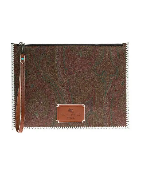 Etro Paisley Print Clutch Bag - Brown