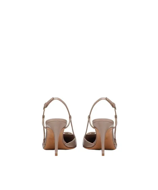 Valentino Garavani Vlogo Plaque Pointed Toe Slingback Pumps - Nude Pink