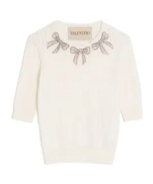 Valentino Garavani Embroidered Cotton Top - Ivory White