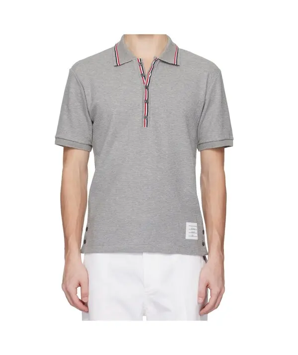 Thom Browne Cotton Polo Shirt - Light Gray