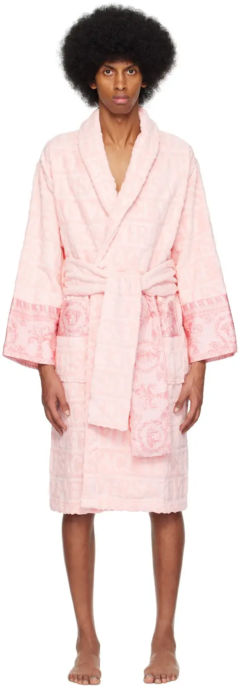 Versace I Love Baroque Belted Bathrobe - Pink