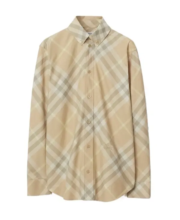 Burberry Long-sleeved Checked Shirt - Nude