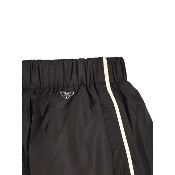Prada Logo Plaque Elasticated Waistband Shorts - Black