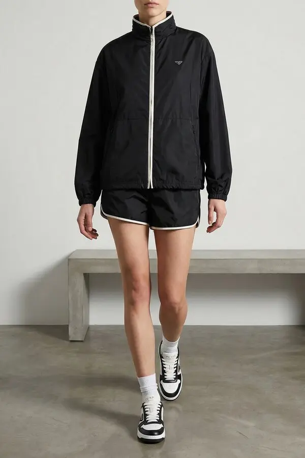 Prada Logo Plaque Elasticated Waistband Shorts - Black