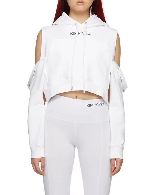 KIMHEKIM Terry Logo Cutout Hooded Sweater
