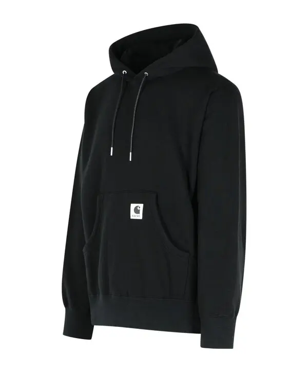 Sacai X Carhartt Wip Logo Patch Drawstring Hoodie - Black