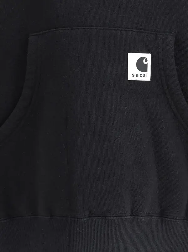 Sacai X Carhartt Wip Logo Patch Drawstring Hoodie - Black