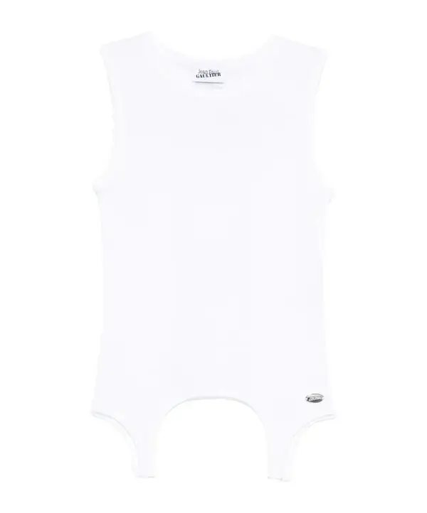 JEAN PAUL GAULTIER Sleeveless Cotton Top With Appliqué Detail - White