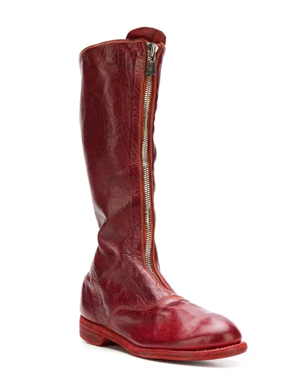 Guidi 410 Front Zipper Boots - Red